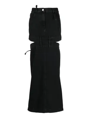 Attico Denim Maxi Skirt - Black