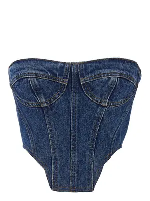 David Koma Denim Bustier Top - Blue