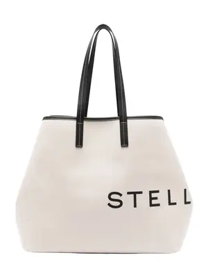 Stella McCartney Logo Canvas Tote Bag - Beige