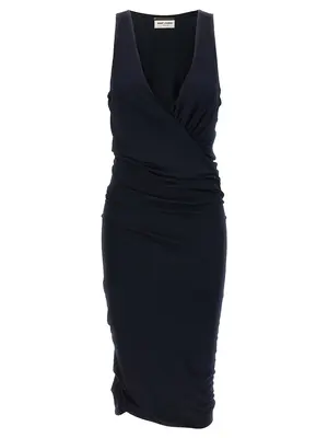 Saint Laurent Jersey Midi Dress - Blue