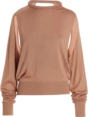 RAMAEL Cut Out Insert Top Sweater - Beige