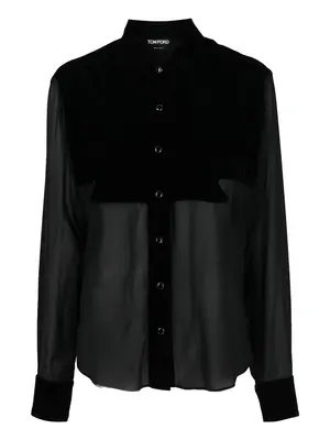 TOM FORD Panelled Silk Georgette Shirt - Black