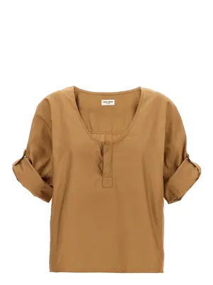 Saint Laurent Twill Blouse - Beige