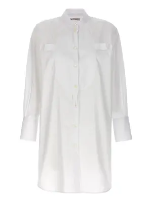 Alberto Biani Long Plastron Tuxedo Shirt - White
