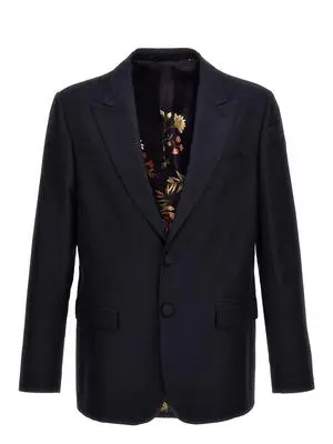 Etro Single Breasted Jacquard Blazer - Blue