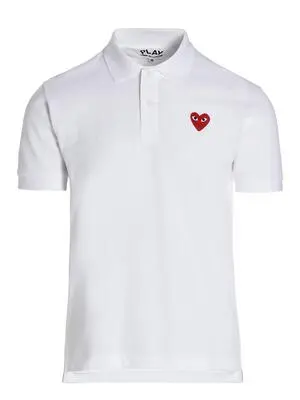 Play Comme Des Garcon Logo Patch Polo Shirt - White