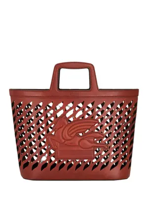 Etro Pegasus Perforated Leather Shopper - Leather Brown