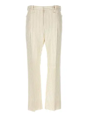 TOM FORD Pinstripe Straight Leg Pants - White/black