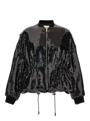 Alexandre Vauthier Sequin Bomber Jacket - Black