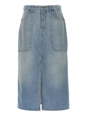 B Sides Hill' Denim Skirt - Light Blue