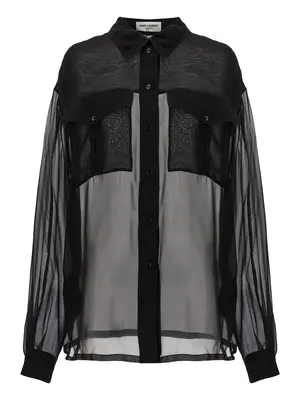 Saint Laurent Silk Muslin Shirt - Black