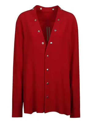 Rick Owens Silk-blend Long-sleeved Shirt - Red