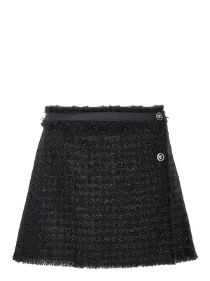 Versace Lurex Skirt With Medusa Button - Black