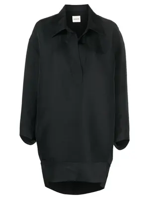 Khaite Kal Faille Mini Shirtdress - Black