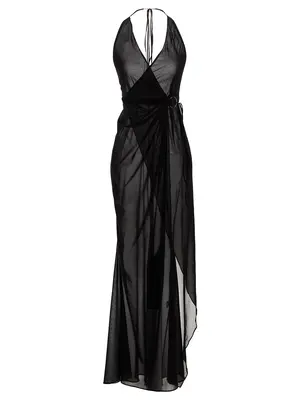 LOUISA BALLOU King Tide' Wrap Dress - Black