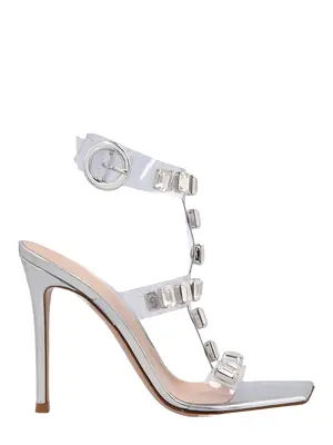 GIANVITO ROSSI Glass Nappa Leather Sandals - Silver