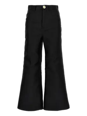 Giambattista Valli Cropped Silk Blend Pants - Black