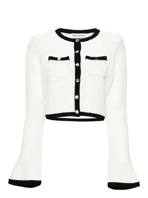 SELF-PORTRAIT Crochet Cropped Cardigan - White