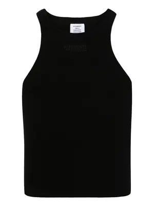 Vetements Logo Cotton Tank Top - Black