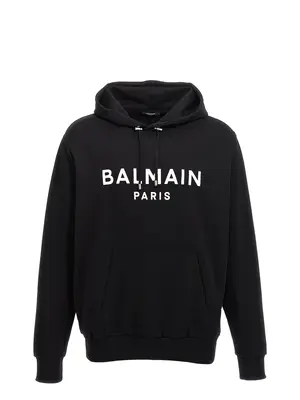 Balmain Logo-print Hoodie - White/black