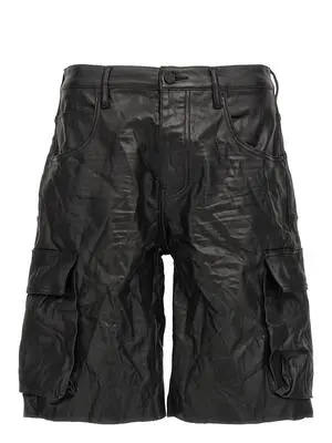 PURPLE BRAND High Shine Cargo Bermuda Shorts - Black