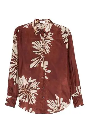 Brunello Cucinelli Printed Silk Shirt - Bordeaux