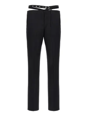 Attico Belted Virgin Wool Trousers - Black