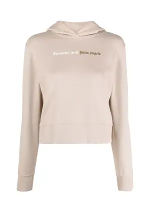 Palm Angels Sunset Cotton Hoodie - Beige