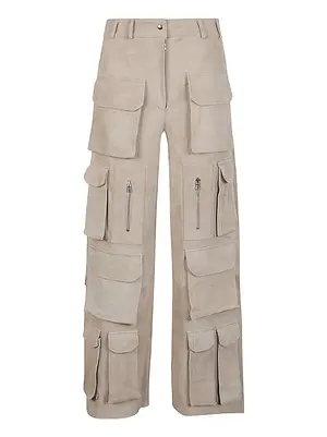 FERMAS.CLUB Suede Cargo Trousers - Beige
