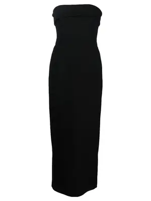 THE NEW ARRIVALS ILKYAZ OZEL Strapless Long Gown - Black