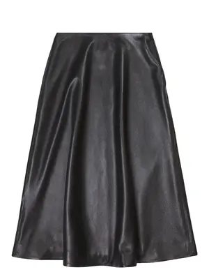 Balenciaga Leather Midi Skirt - Black