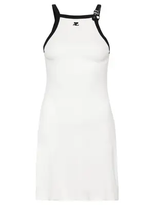 COURREGES Buckle Contrast Short Dress - White