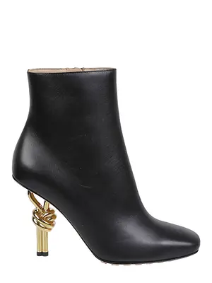 Bottega Veneta Knot Leather Ankle Boots - Black