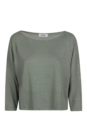 BASE Name Linen Boat Neck Sweater - Green