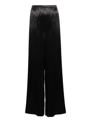 FERRAGAMO Satin Wide Leg Trousers - Black
