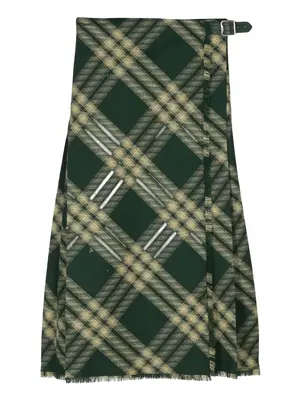 Burberry Wool Midi Skirt - Green