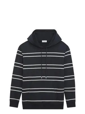 Saint Laurent Striped Cotton Hoodie - Black