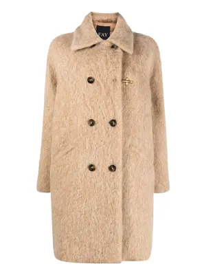 FAY Fay Double-Breasted Wool-Blend Coat Camel