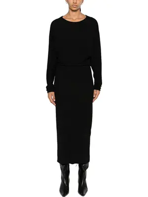 Khaite The Trina Viscose Long Dress - Black