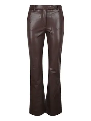 True Royal Faux Leather Flared Trousers - Brown