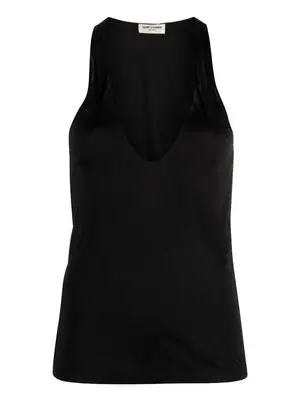 Saint Laurent Deep Neckline Jersey Top - Black