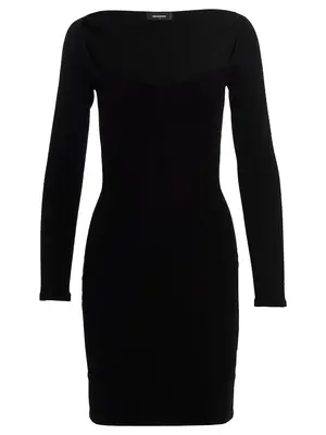 Dsquared2 Ribbed Viscose Dress - Black