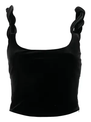Emporio Armani Velvet Cropped Top - Black