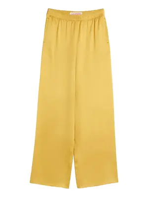 Valentino Garavani Silk Wide-Leg Trousers Yellow