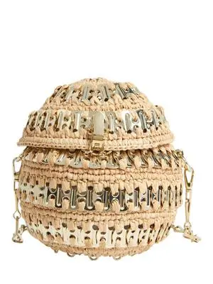 Rabanne 1969 Ball Raffia Shoulder Bag - Natural / Light Gold