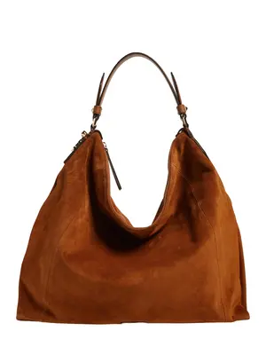 JIMMY CHOO Ana Suede Hobo Bag - Tan