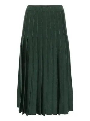 Thom Browne Pleated Knitted Midi Skirt - Green