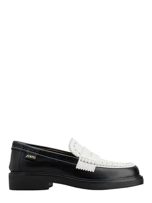TOD'S Brogue-trim Leather Loafers - Black