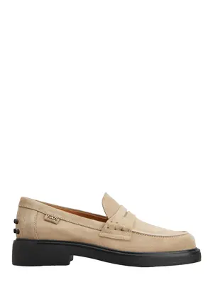 TOD'S Penny-slot Suede Loafers - Neutrals