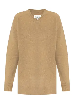MAISON MARGIELA Maison Margiela V-Neck Wool Jumper Brown